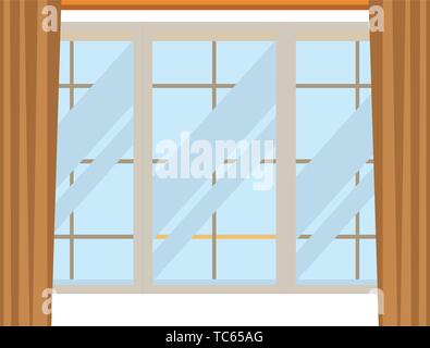 House window open cartoon isolated in black and white Stock Vector ...