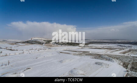 Aerial shot of the snow scene of Datong volcano group Stock Photo - Alamy