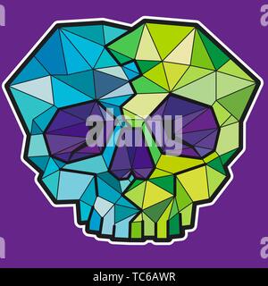 Abstract colorful skull polygon art vector illustration design on green ...