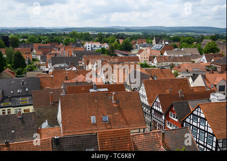 Rinteln, Germany. 28th May, 2019. The Hindenburg bridge crosses the ...