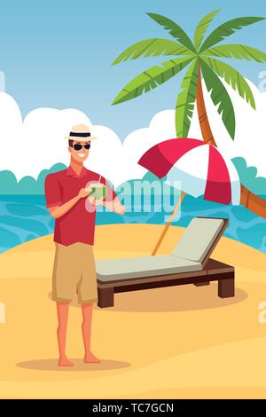 Young man in the beach cartoons Stock Vector Image & Art - Alamy