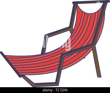 Beach sunchair isolated cartoon symbol in black and white Stock Vector ...