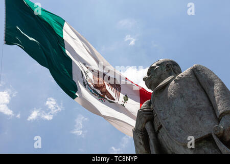 Statue of Manuel Jose Othon and Mexican Flag Stock Photo - Alamy