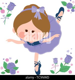Cute dancing ballerina girl. Vector design element. Cartoon character ...