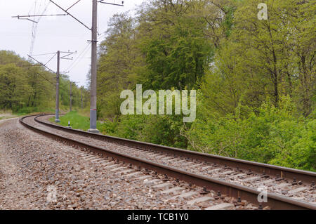 railway tracks stretching into the distance. Road way Stock Photo - Alamy