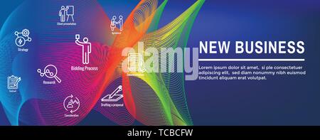 New Business Process Web Header Banner & Icon Set Stock Vector Image ...