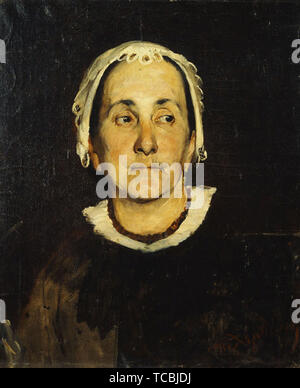 Polychronis Lembesis - Portrait Lady Wearing White Cap 1879 Stock Photo ...