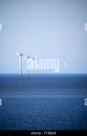 OFFSHORE WIND FARM LIVERPOOL BAY FROM PRESTATYN NORTH WALES COAST UK ...