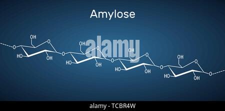 Amylose polysaccharide polymer, chemical structure. Component of starch ...