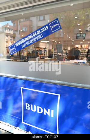 Offenburg, Germany. 03rd June, 2019. The logo "Budni" of the Hamburg ...