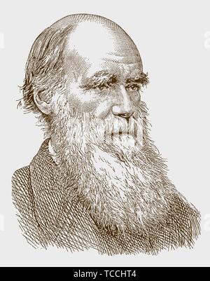 Charles Darwin with science of evolution illustration Stock Vector ...