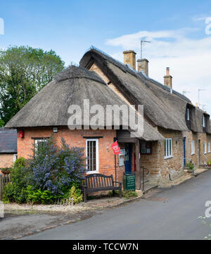 Adlestrop post office and cottages in the winter snow. Adlestrop ...