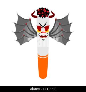Scary cigarette. Evil cigar. Harm of smoking Stock Vector Art ...