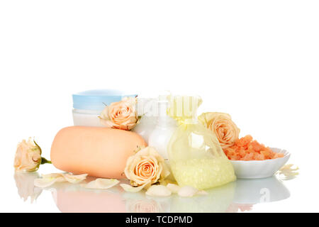 Hotel amenities kit on white background Stock Photo - Alamy