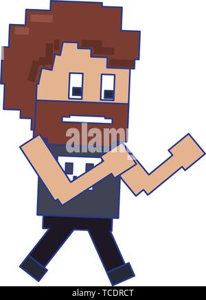 Retro videogame tough guy character pixelated cartoon Stock Vector ...