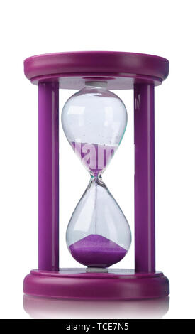Hourglass for one minute purple on light background Stock Photo - Alamy