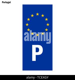 Portugal car plate. Vehicle registration number Stock Vector Image ...