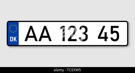 New Car number plate of Denmark. Vehicle registration license. European ...