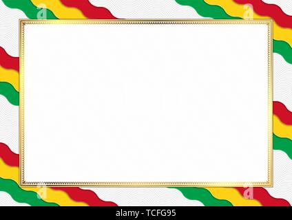 Horizontal frame and border with Guyana flag, template elements for your certificate and diploma ...