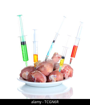 genetically modified white meat chicken in a poultry farm, grown as a ...