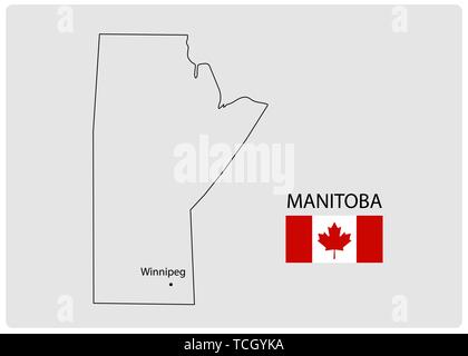 Map of Winnipeg city, Manitoba, Canada. Horizontal background map ...