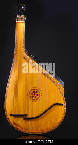 Retro bandura- Ukrainian musical instrument on black background Stock ...