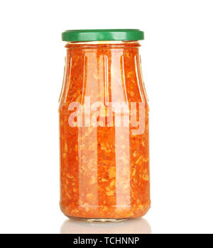 Glass can with lecho, home canned food on burlap. canning and storage ...