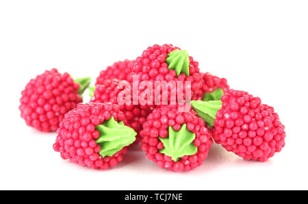 red candy raspberries isolated on white Stock Photo - Alamy