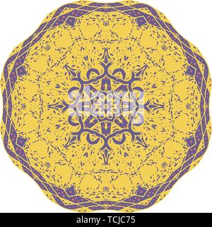 Colorful violet and yellow mandala isolated on a white background Stock ...