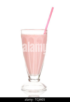 Pink milk shake isolated on white. Pink milk shake isolated Stock Photo ...