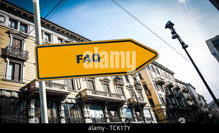 Street Sign the Direction Way to FAQ Stock Photo - Alamy