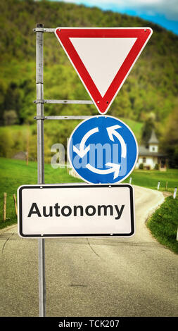 Street Sign the Direction Way to Autonomy versus Dependency Stock Photo ...