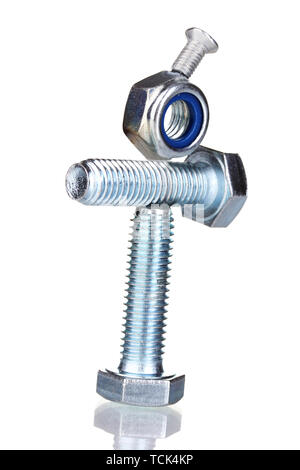 Stack of balanced screws isolated on white Stock Photo - Alamy