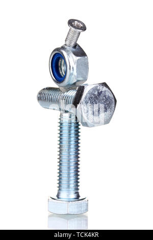 Stack of balanced screws isolated on white Stock Photo - Alamy