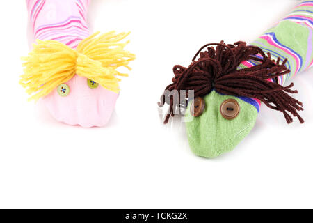 Cute sock puppets isolated on white Stock Photo - Alamy