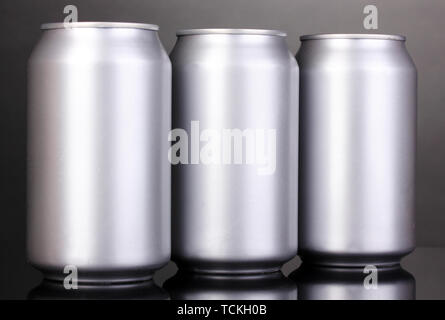 aluminum cans on grey background Stock Photo - Alamy