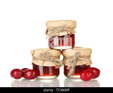 Jars of jam from the cornel isolated on white Stock Photo - Alamy