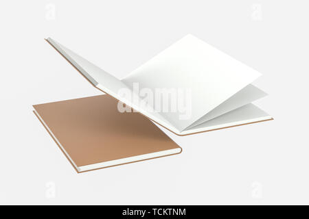 The brown blank opening notebook background, 3d rendering. Computer ...