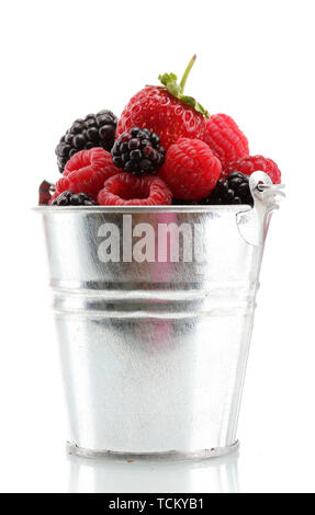 beautiful berries in bucket isolated on white Stock Photo - Alamy
