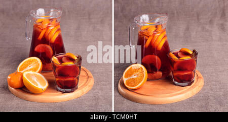 collage Cold refreshing drink from berries in glasses on the wooden ...