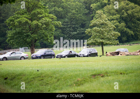 Cars in a queue waiting to park on the multi storey car park in ...