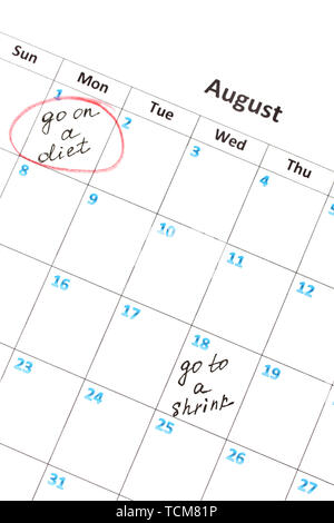 Notes on the calendar, close-up Stock Photo - Alamy