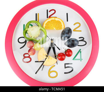 Dietary food on time isolated on white Stock Photo - Alamy