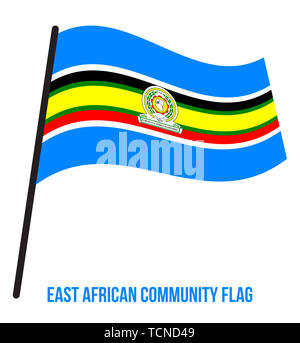 East African Community Flag Waving Vector Illustration on White ...