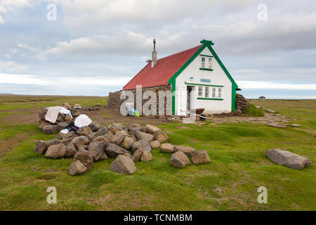 Isolated house from Hvitarvatn area, Iceland rural landscape. Icelandic ...