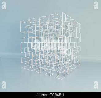 Isometric 3D cubical shape. Maze boxes background. 3d rendering Stock ...