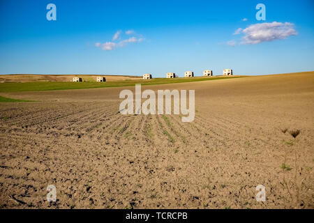 Agricultural landscape of Murgia plateau with abandoned farmhouses ...