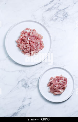 Fresh black hairy pork shredded meat Stock Photo - Alamy