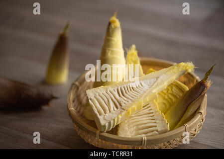 Fresh hairy bamboo shoots cut half Stock Photo - Alamy