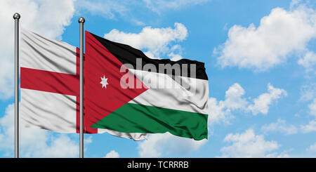 Flag of England, English and Jordan, Jordanian countries with smoky ...